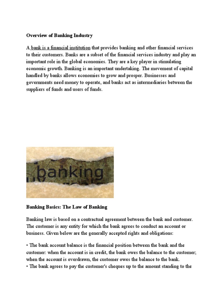 Banking Industry Overview and Types | PDF | Banks | Securities (Finance)