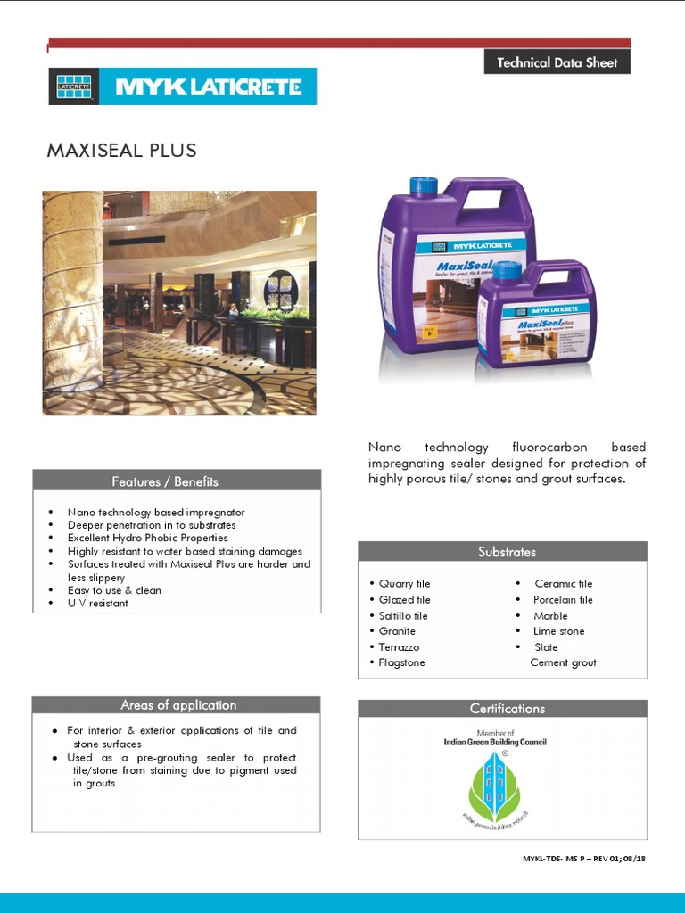 Maxiseal Plus: Features / Benefits | PDF | Tile | Rock (Geology)