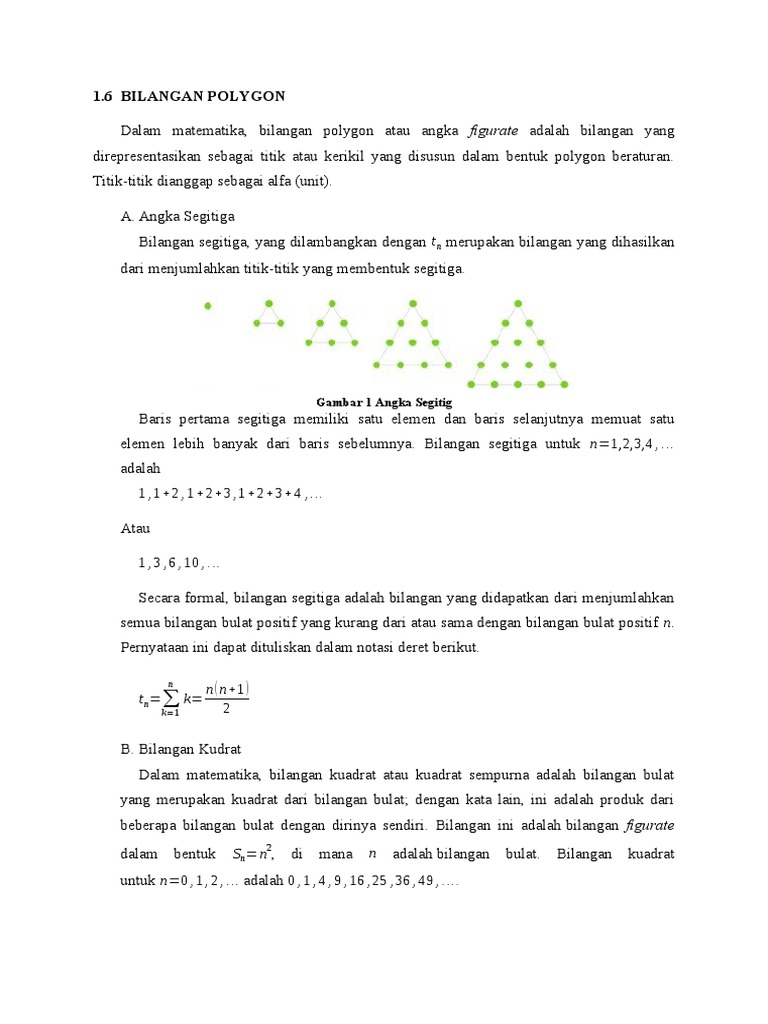 Bilangan Polygon: Segitiga, Kuadrat, Pentagonal, Heksagonal | PDF