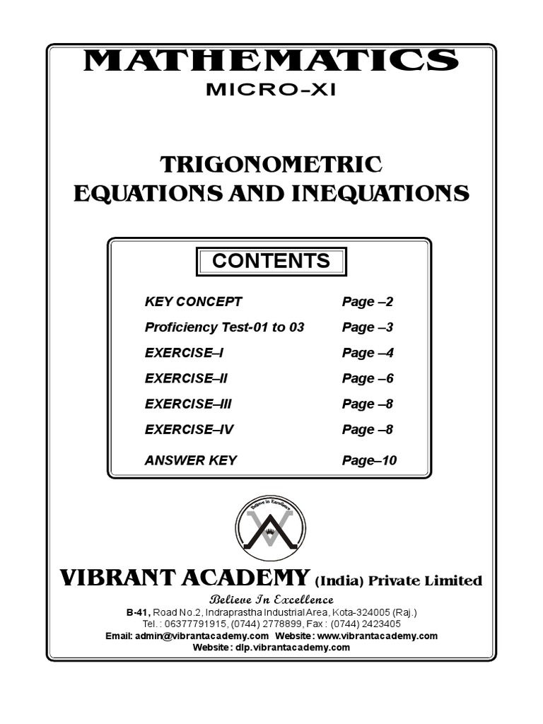 Trigonometric Equations and Solutions | PDF | Trigonometric Functions ...