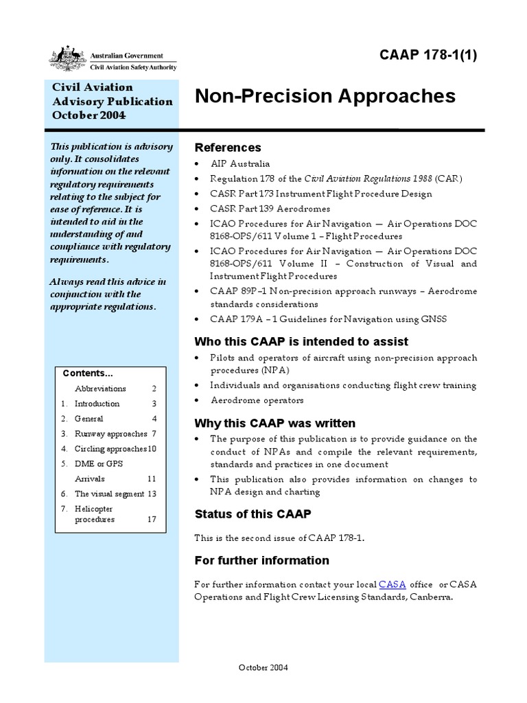 Non-Precision Approaches: Civil Aviation Advisory Publication October ...