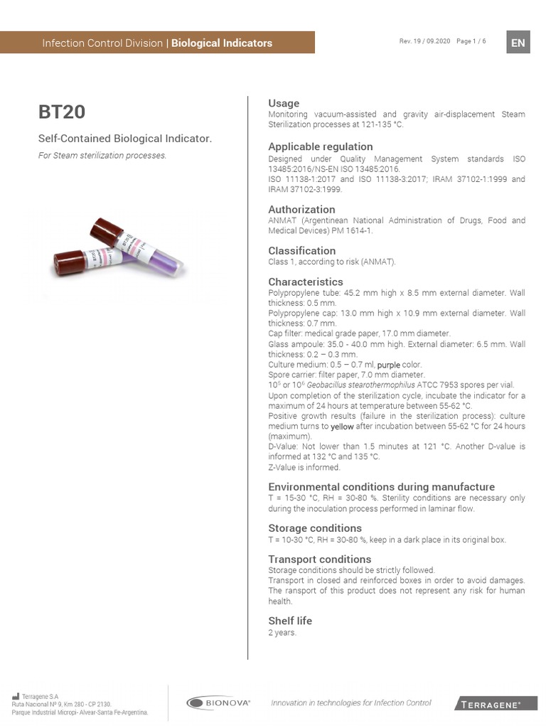 Technical Information - BT20 | PDF | Sterilization (Microbiology ...