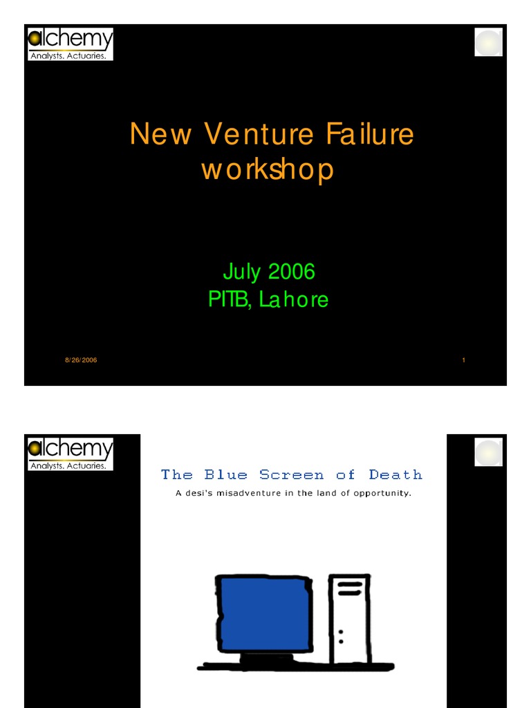 New Venture Failure Workshop: July 2006 PITB, Lahore | PDF | Private ...