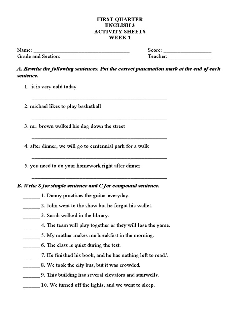 English Grade3 Activity Sheets | PDF | Linguistics | Linguistic Morphology