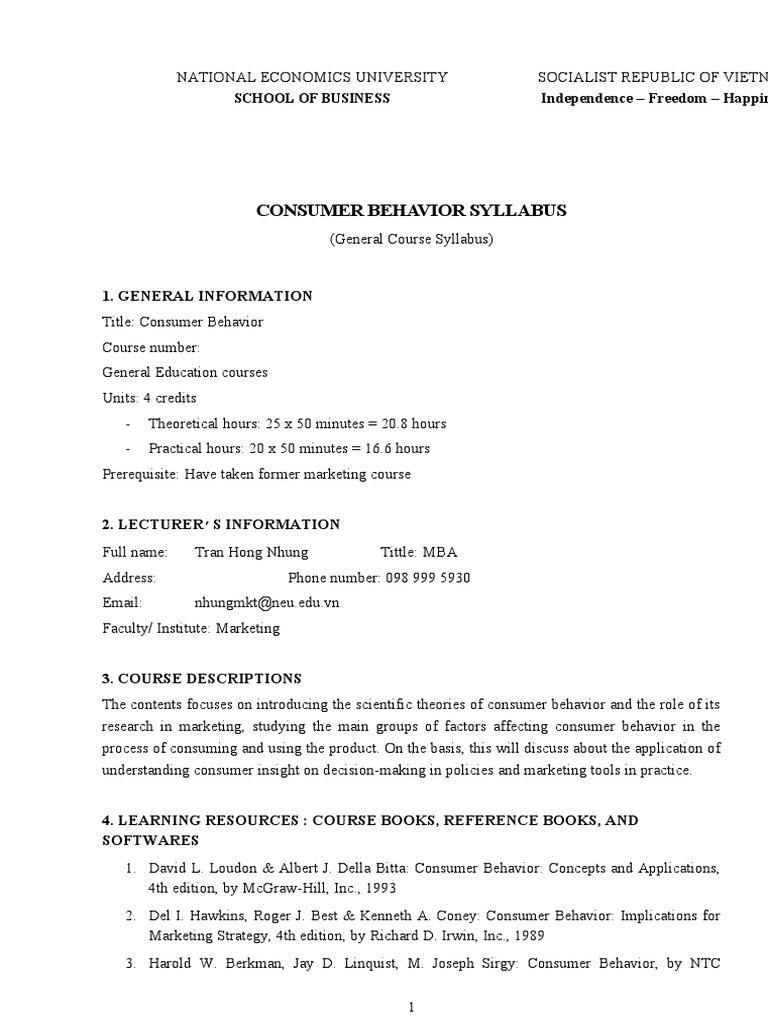 Consumer Behavior Syllabus: Independence - Freedom - Happiness | PDF ...