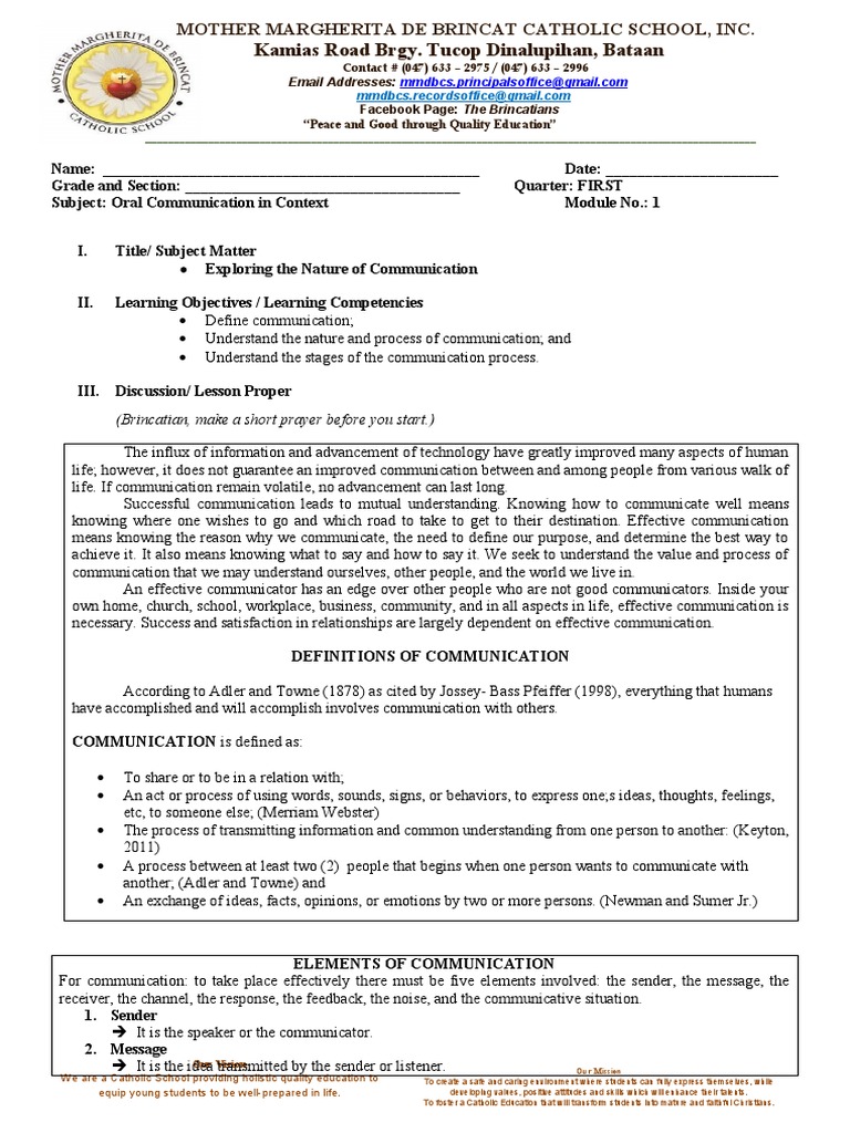 Oral Communication Module 1 | PDF | Communication | Code