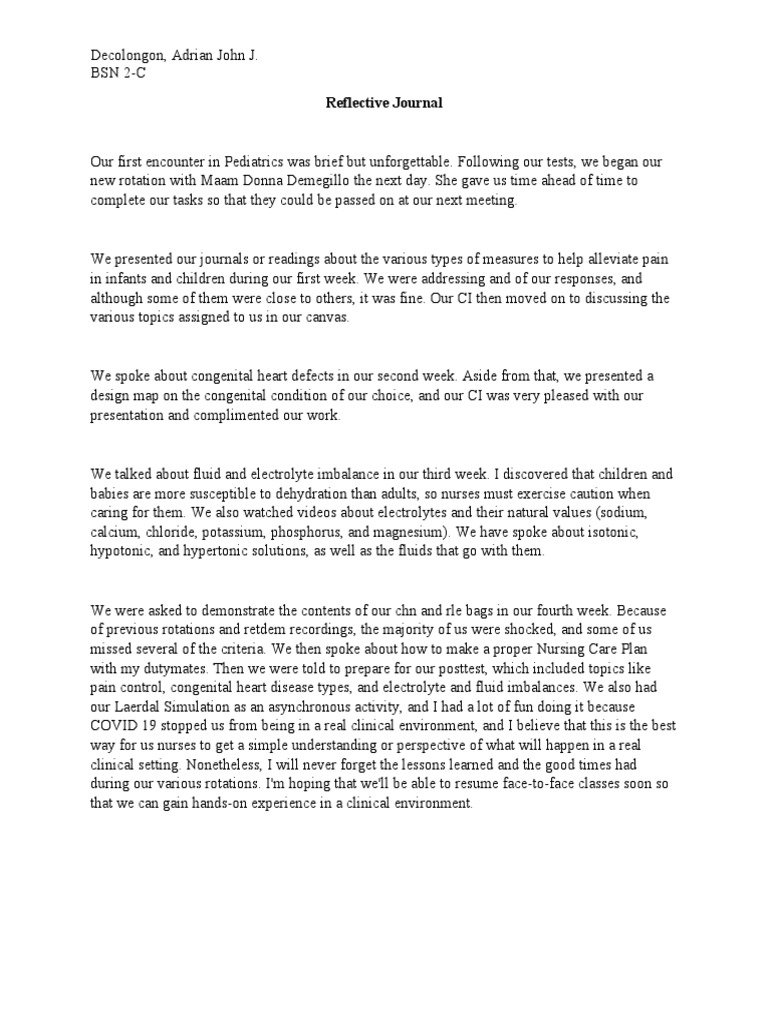 Reflective Journal Pedia | PDF