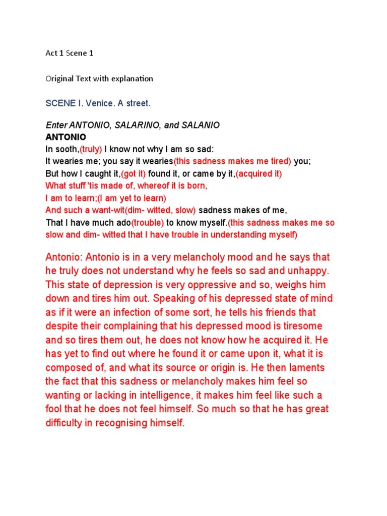 The Merchant of Venice - Act 1 Scene 1 | PDF