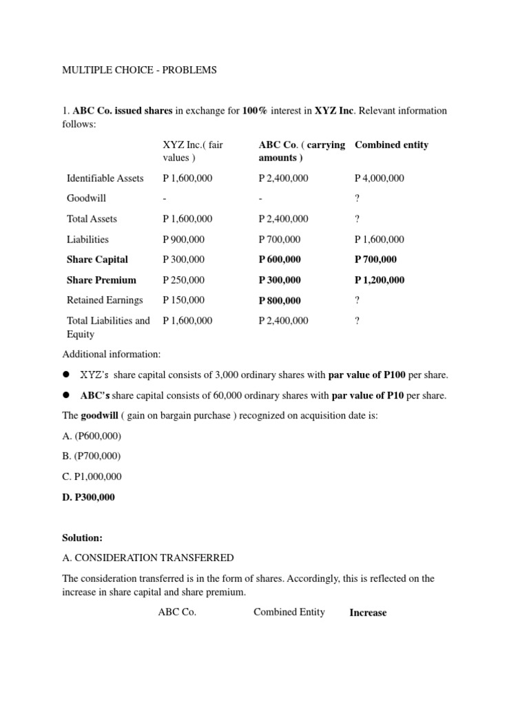 Afar Problems | PDF | Goodwill (Accounting) | Book Value