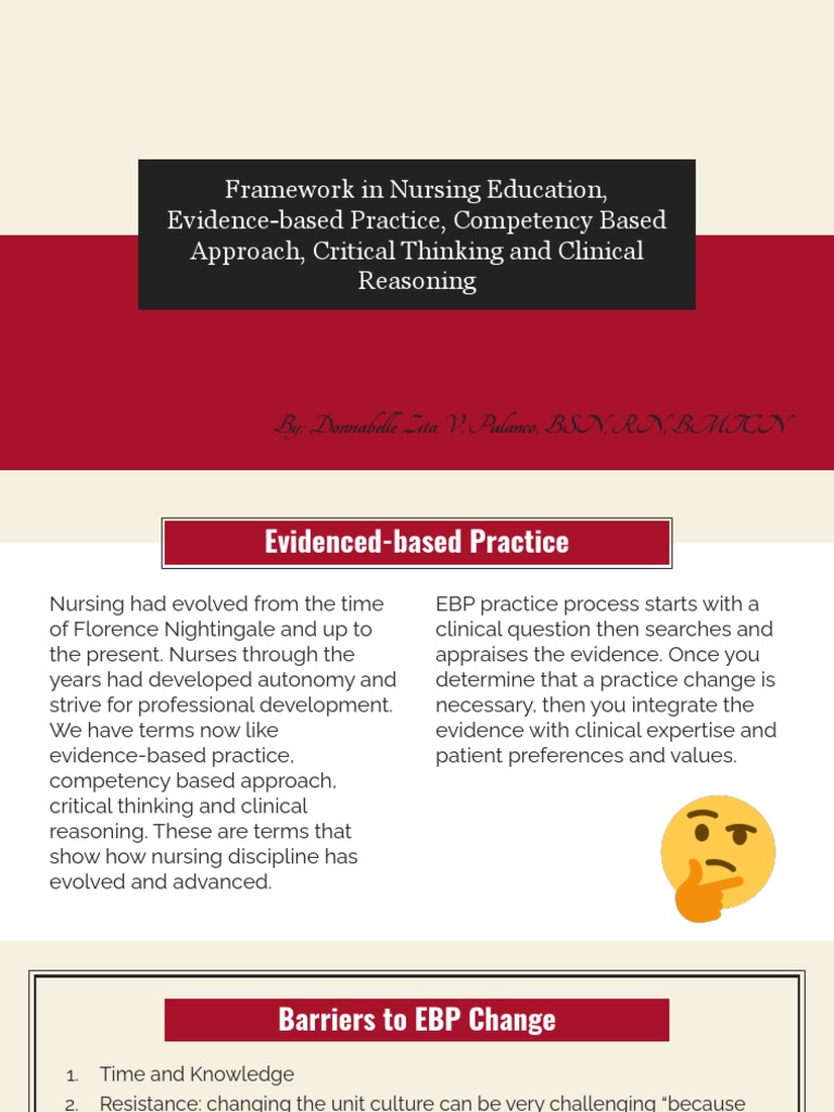 Framework in Nursing Education, Evidence-Based Practice, Competency ...