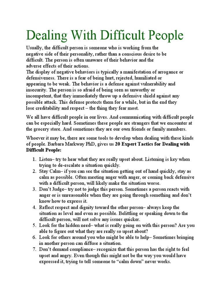 Dealing With Difficult People | PDF | Anger | Social Psychology
