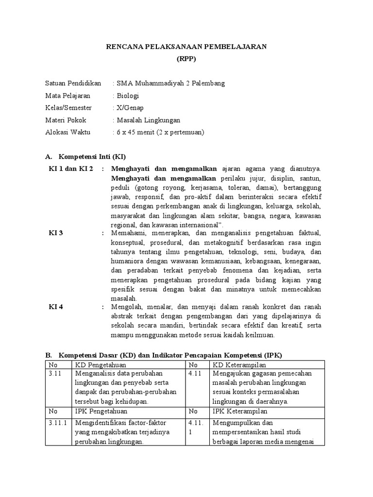 RPP Biologi | PDF
