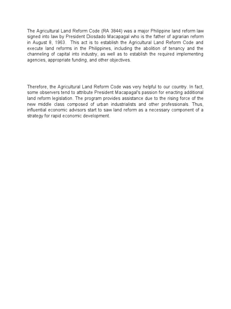 The Agricultural Land Reform Code | PDF