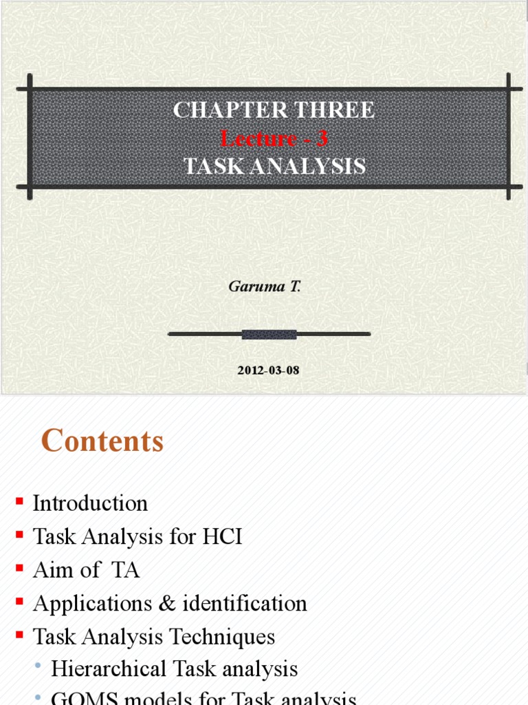 Chapter Three Task Analysis: Lecture - 3 | PDF | Human–Computer ...