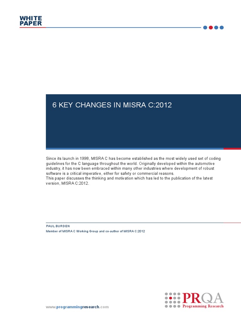 6 Key Changes in Misra C:2012: White Paper | Download Free PDF | C ...