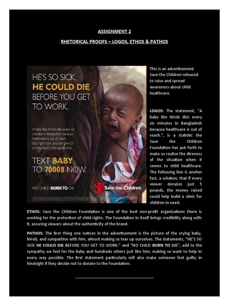 Assignment 2 Rhetorical Proofs - Logos, Ethos & Pathos: LOGOS: The ...