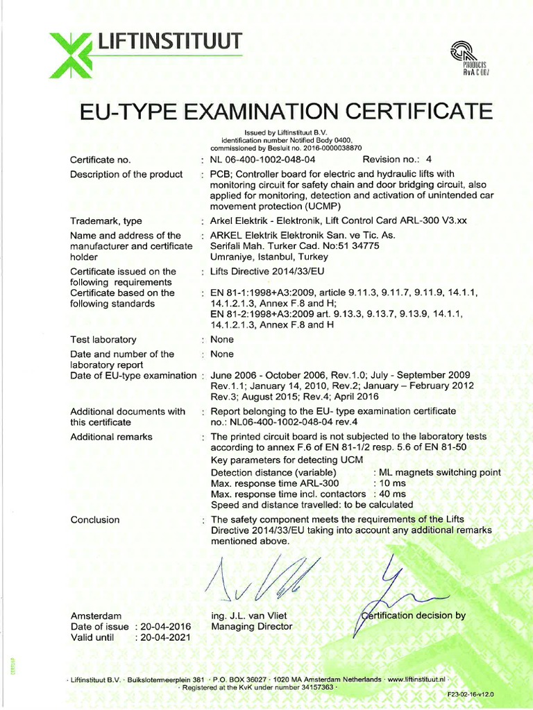 ARL 300 EU Type Examination Certificate 1 | PDF | Electrical Engineering