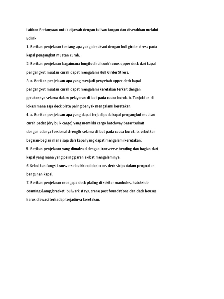 Hull girder stress dan keretakan pada kapal pengangkut muatan curah | PDF