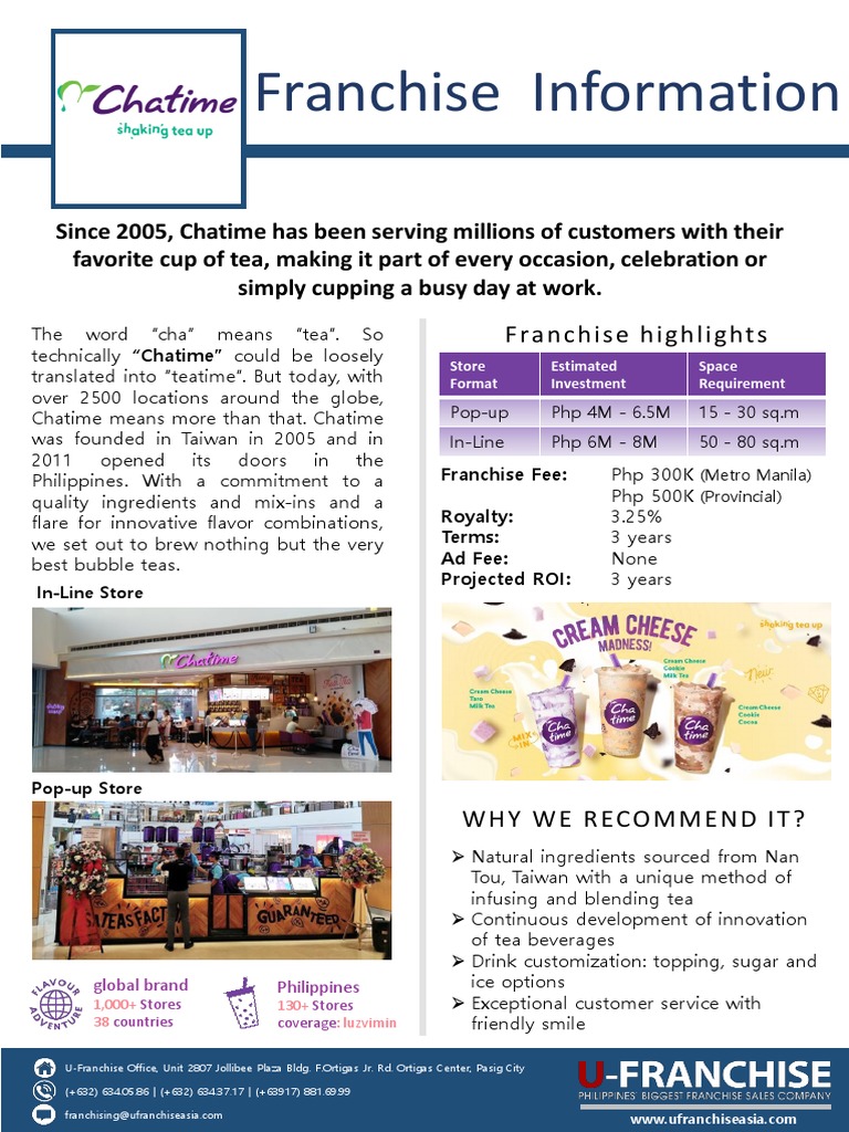 Chatime Franchise Information | PDF | Tea | Leaf