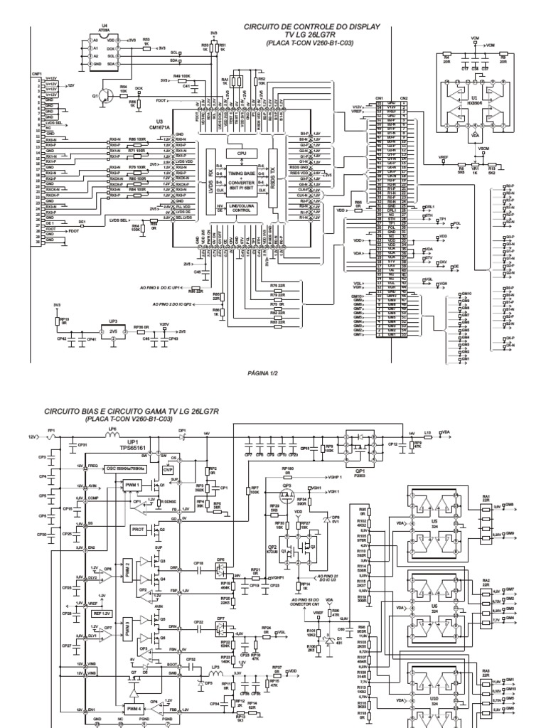 Circuito de Controle Do Display TV LG 26Lg7R: (PLACA T-CON V260-B1-C03) | PDF