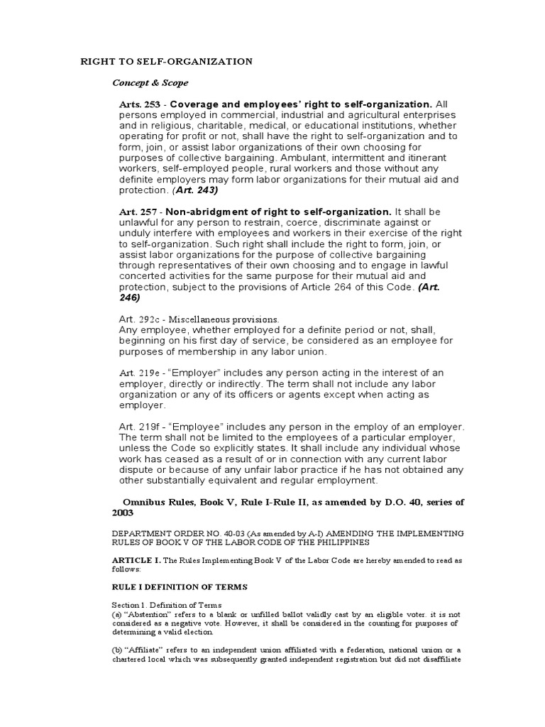 Concept & Scope: Right To Self-Organization | PDF | Collective ...