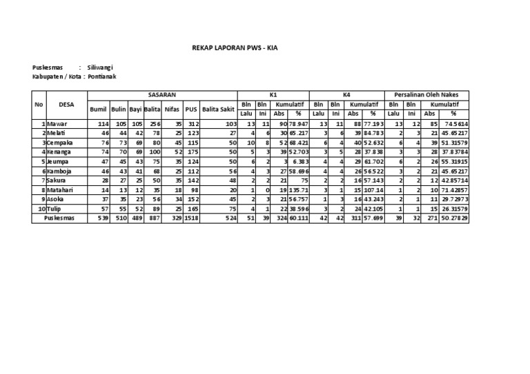 Contoh Pengisian Pws KIA | PDF