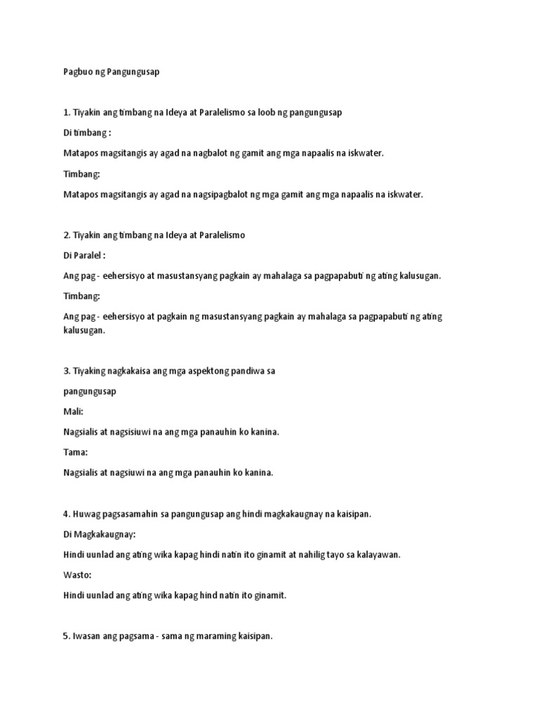 Pagbuo NG Pangungusap | PDF