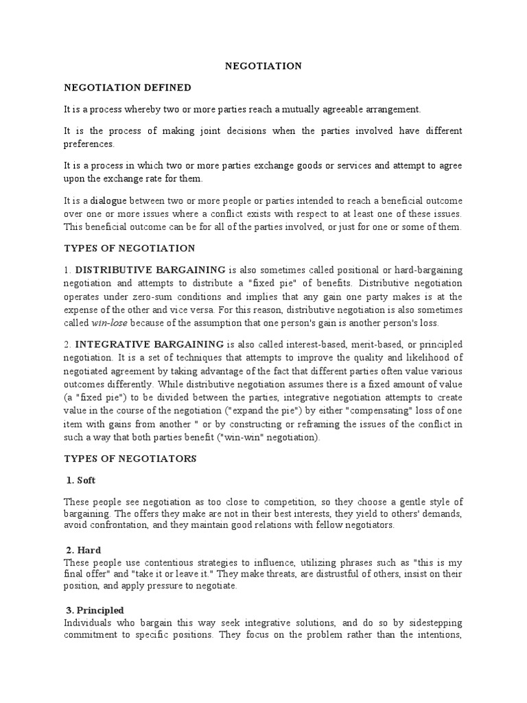 NEGOTIATION Final Module | PDF | Negotiation | Psychological Concepts