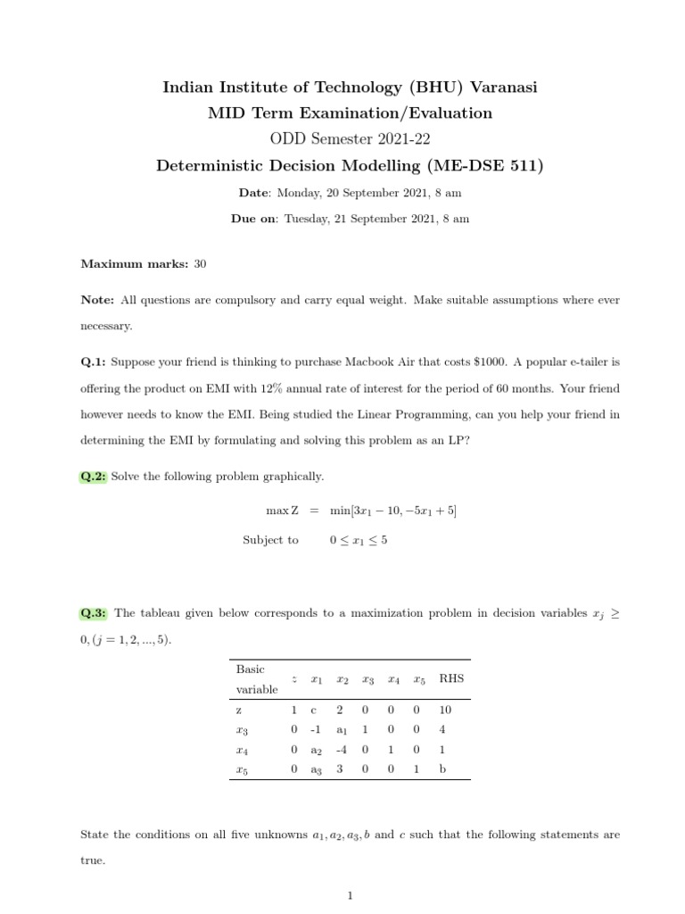 Mid Term Exam Pdf Algorithms Applied Mathematics 6536