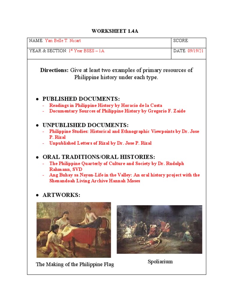 Worksheet-1 4a1 4B | PDF | Manila | Philippines