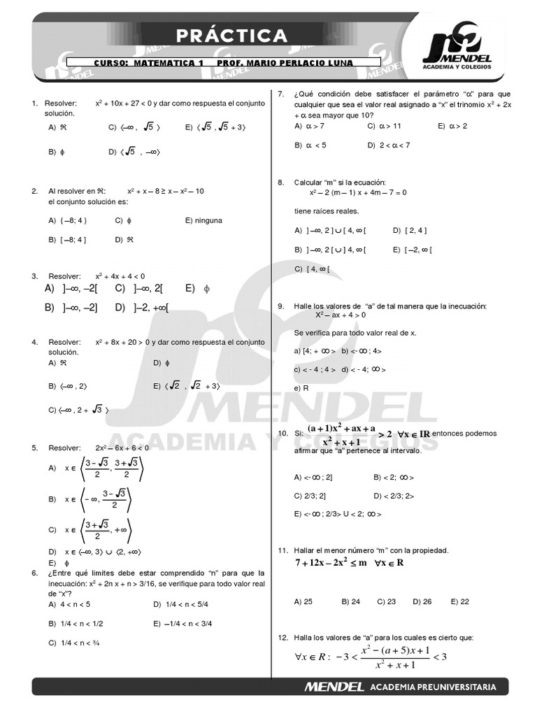Practica Del Discriminante | PDF | Matemáticas | Objetos matemáticos