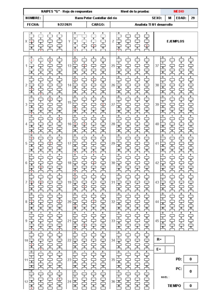 Naipes Hoja de Respuesta | PDF