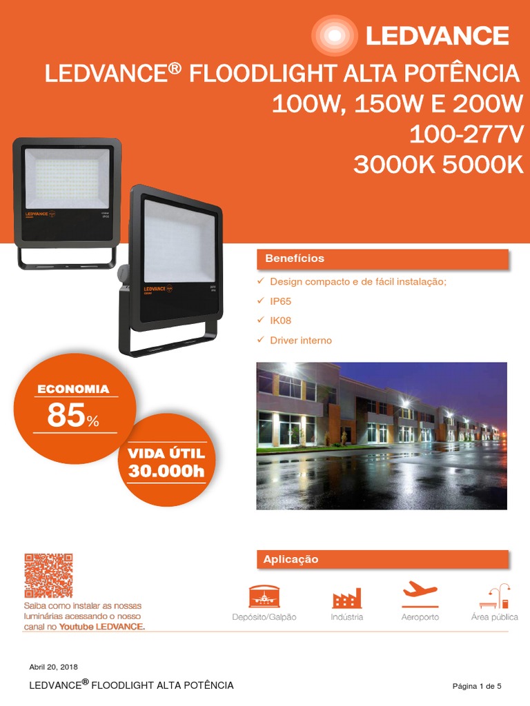 1 Data Sheet LEDVANCE® FLOODLIGHT 200W | PDF | Quantidades físicas ...