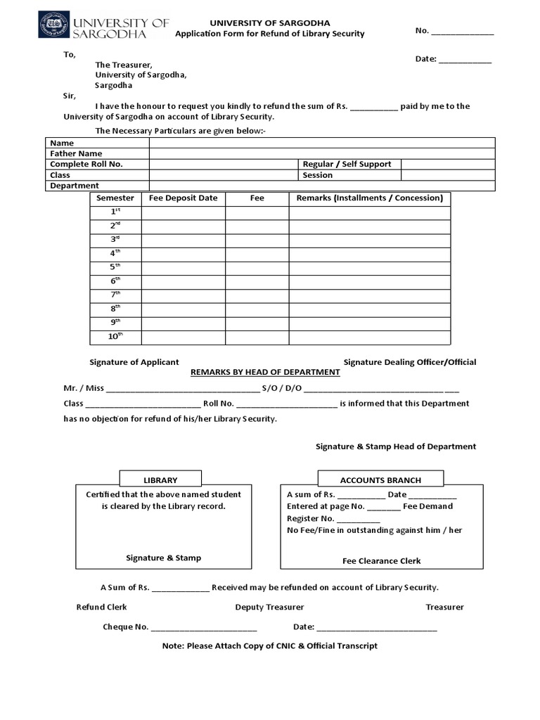 New Library Security Form - 1614063880 | PDF