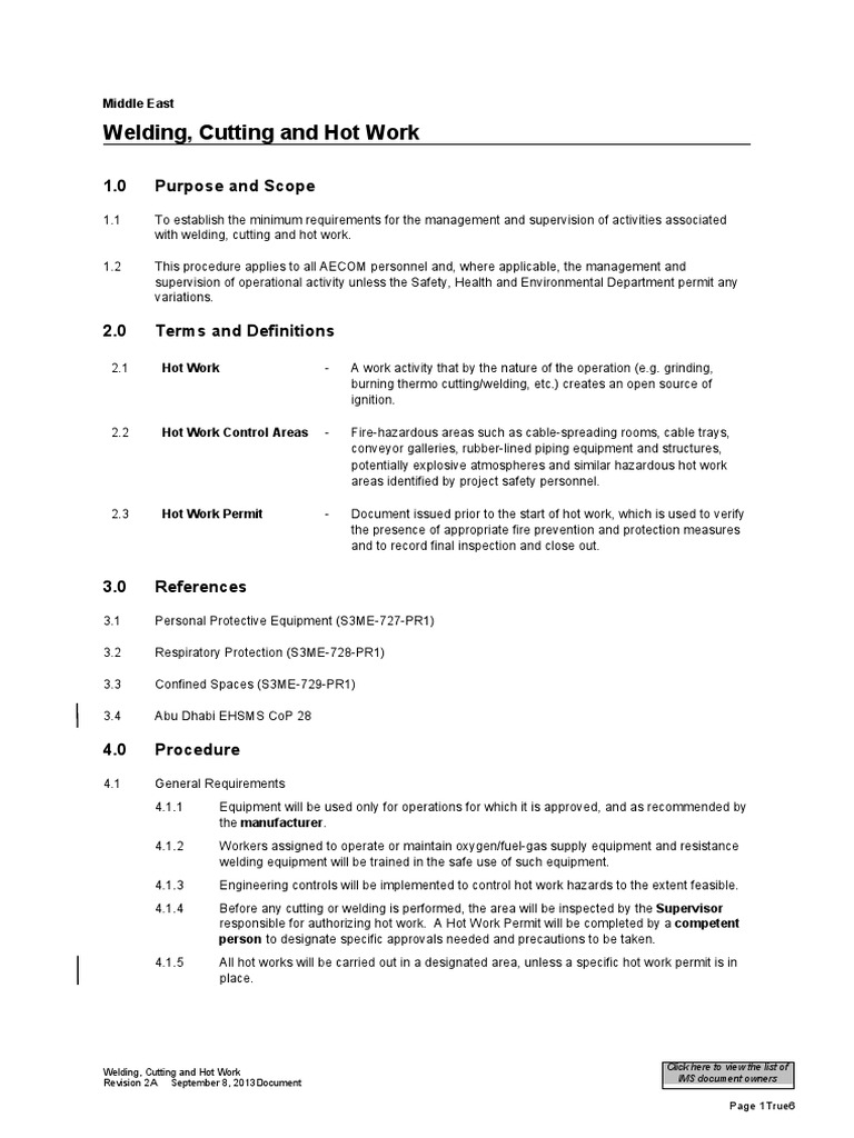 Welding Cutting and Hot Work | PDF | Construction | Welding