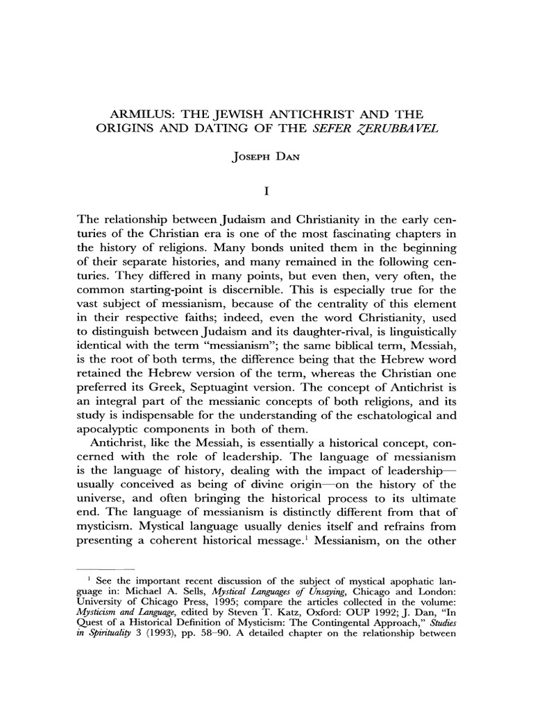 Armilus: The Jewish Antichrist and The Origins and Dating of The Sefer ...