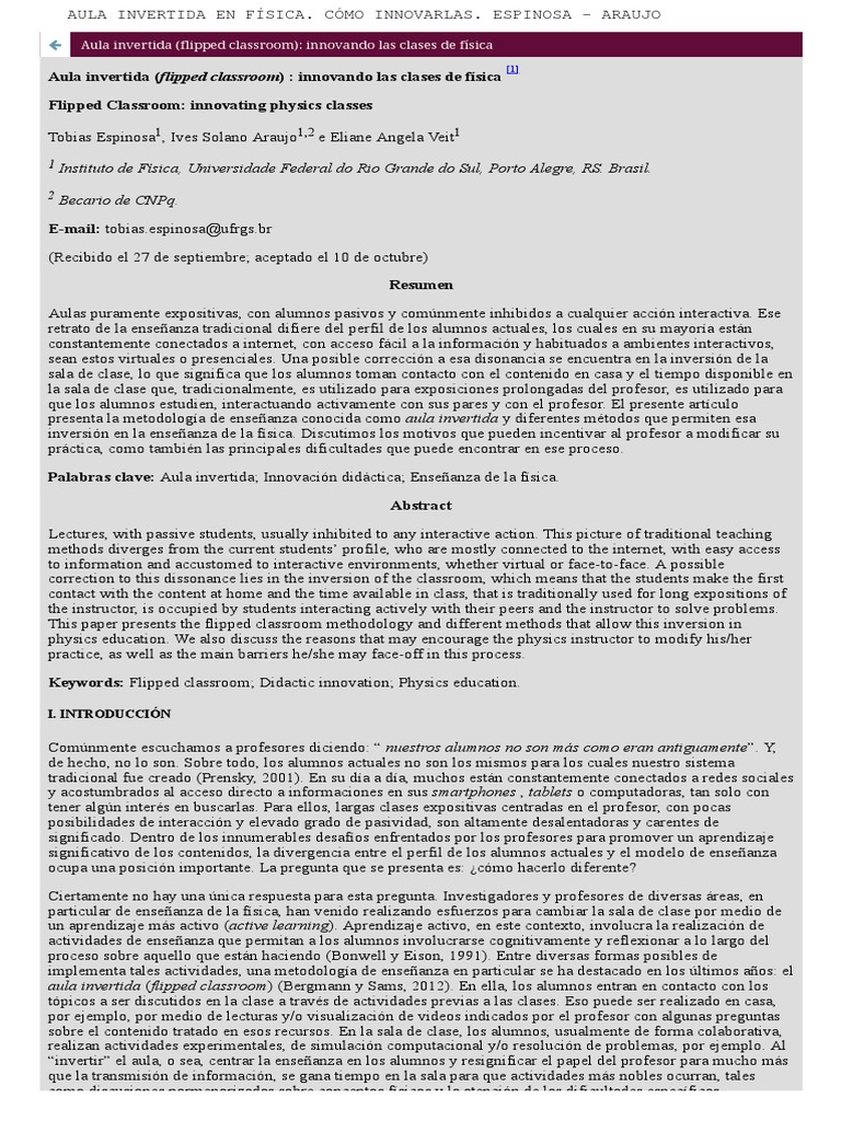 Aula Invertida en Física | PDF | Comunicación | Aprendizaje