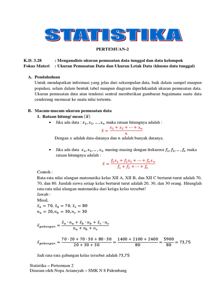 Statistika Pertemuan-2 | PDF | Metode & Bahan Ajar