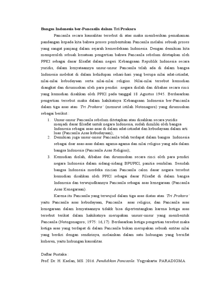 Tiga Asas Pancasila dalam Tri Prakara | PDF | Ilmu Sosial