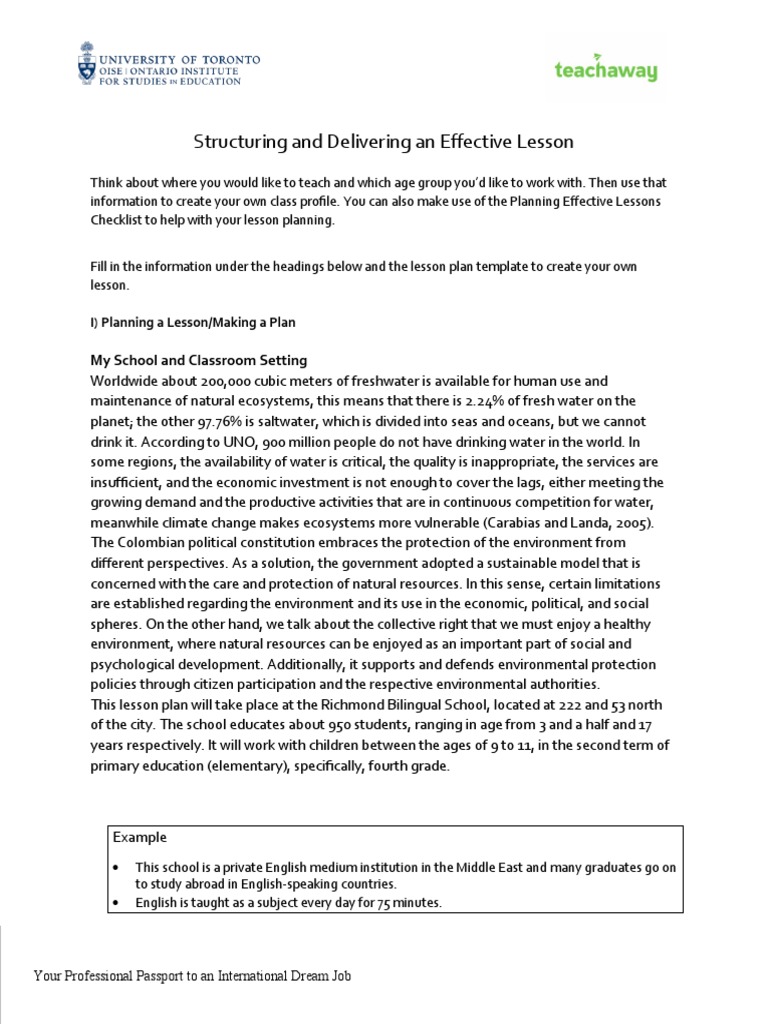 TEFL Lesson Planning | PDF | Water | Water Cycle