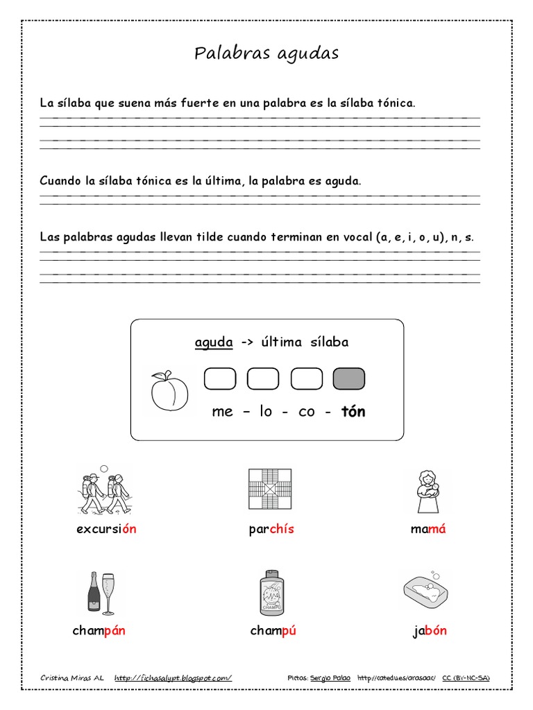 Palabras Agudas | PDF | Artes del Lenguaje y Comunicación