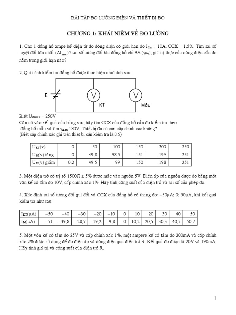Bai Tap Mon Do Luong Dien | PDF