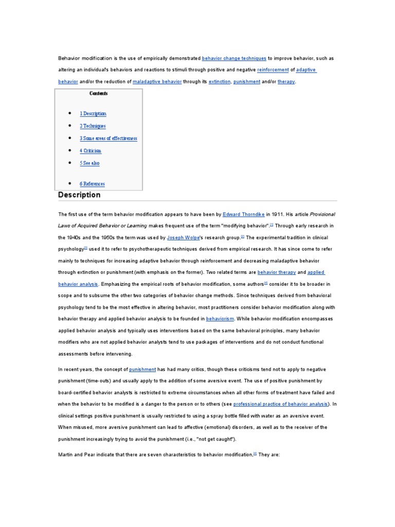 Behavior Modification | Download Free PDF | Behavior Modification ...