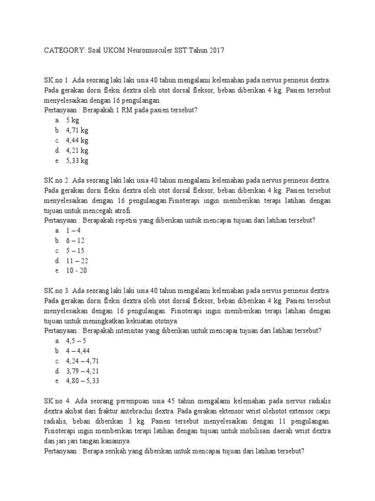 SOAL UKOM Neuro SST 2017 | PDF