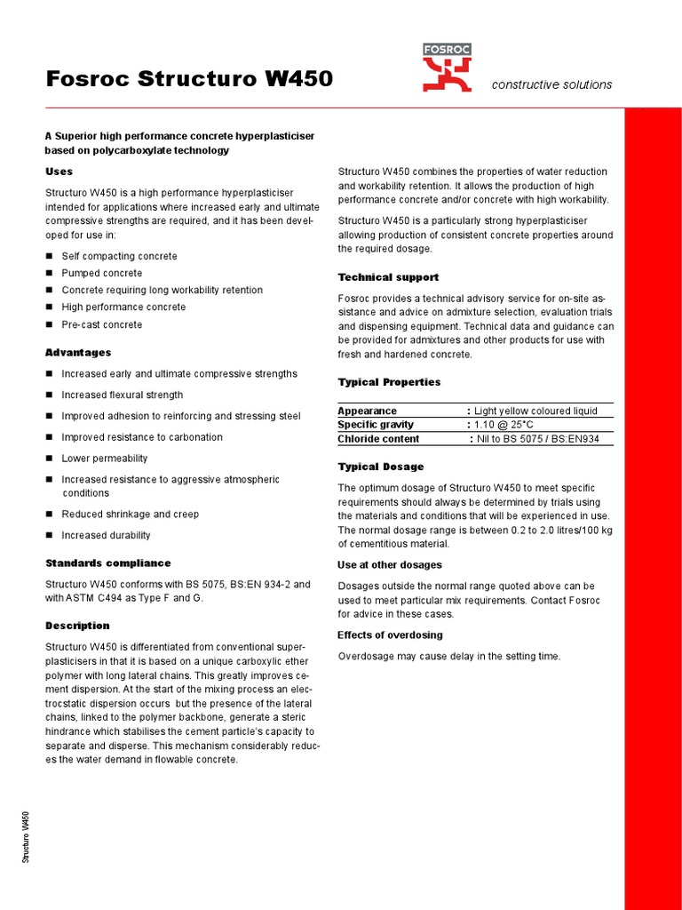 Structuro w450 | PDF | Concrete | Materials