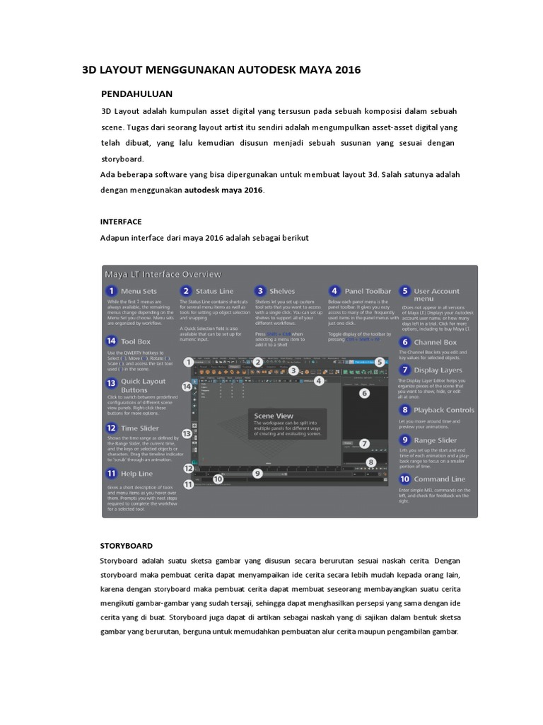 Panduan 3D Layout di Autodesk Maya 2016 | PDF