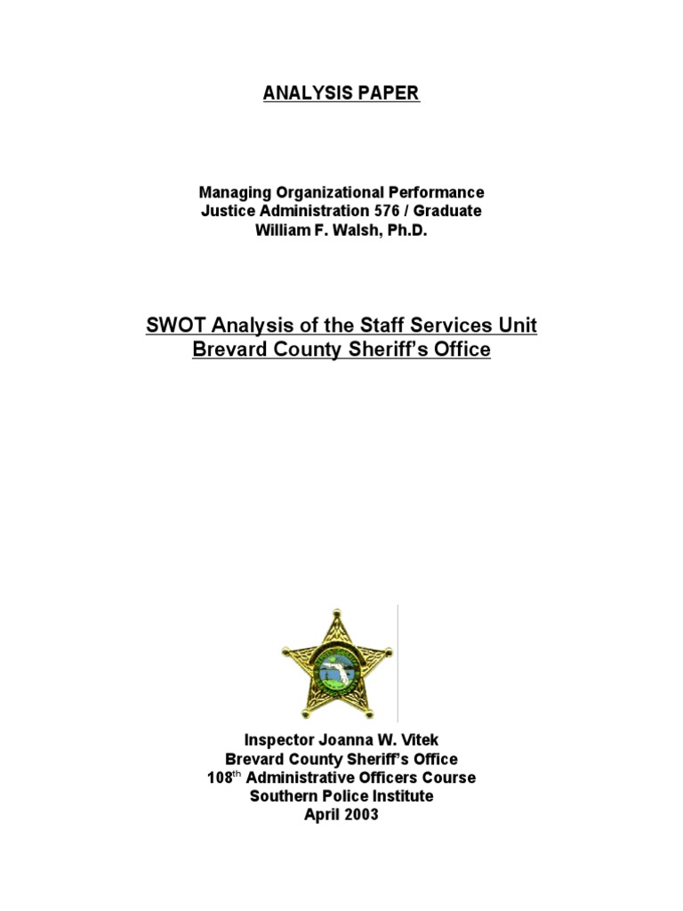 SWOT-Brevard County | PDF | Police | Swot Analysis