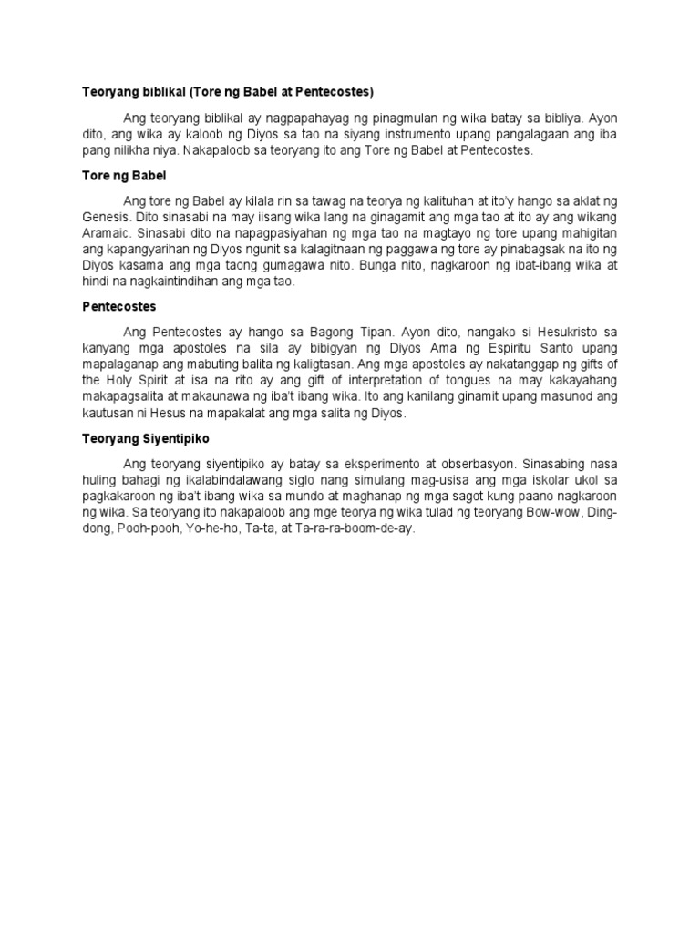 Teoryang Biblikal at Siyentipiko | PDF