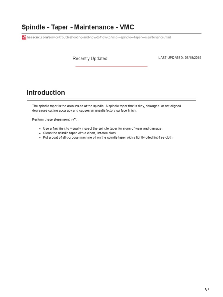 VMC Spindle Taper Maintenance Guide | PDF | Mechanical Engineering ...