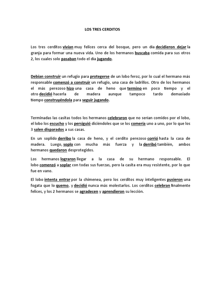 Identificar Verbos en Un Cuento | PDF